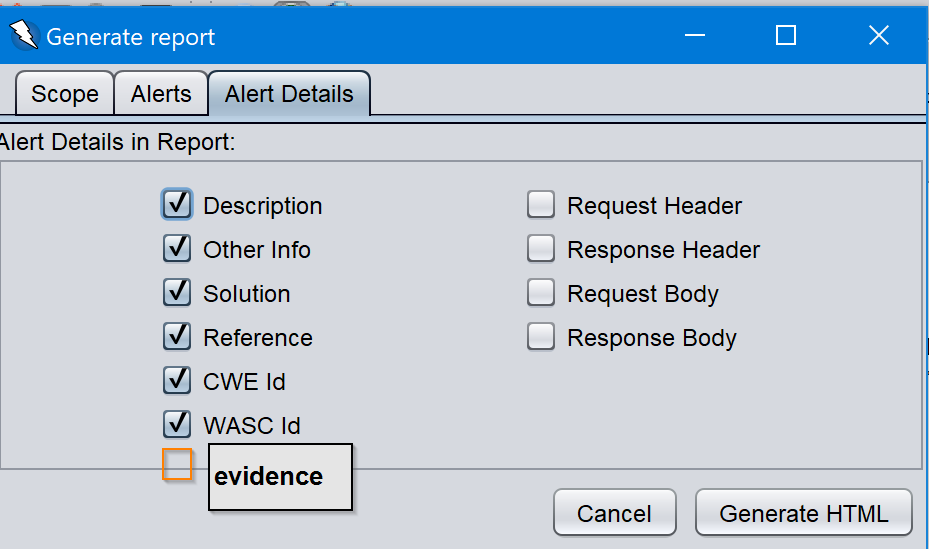 Reporting: Missing evidence field on Customize HTML Report · Issue #6151 · zaproxy/zaproxy · GitHub