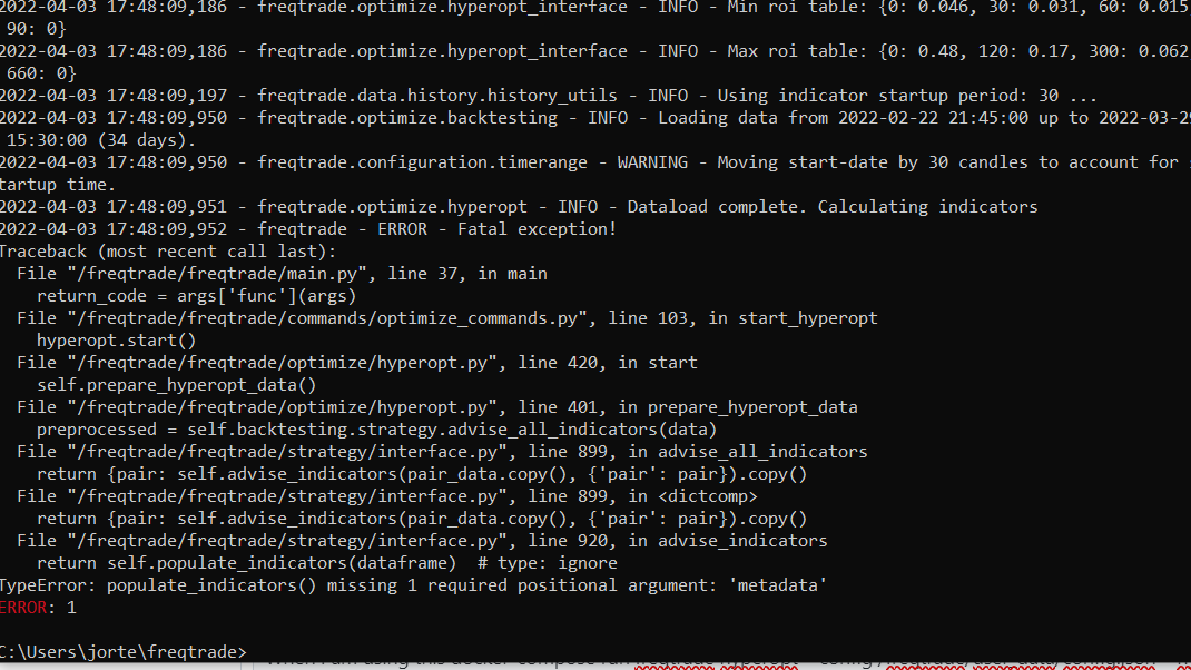TypeError: populate_indicators() missing 1 required positional argument: 'metadata' · Issue ...