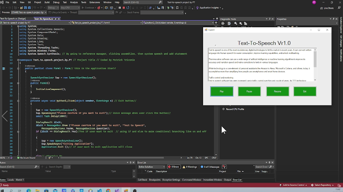 Github Patsy101text Tospeech In Csharp