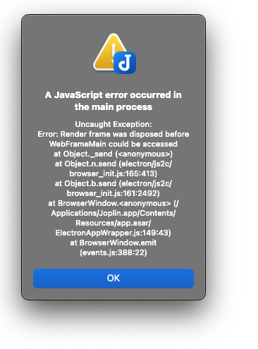 Javascript exception while writing notes · Issue #6111 · laurent22 ...