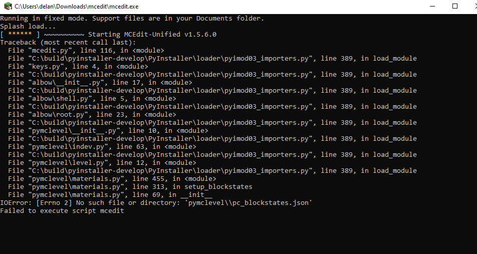McEdit crashes at start. · Issue #941 · Podshot/MCEdit-Unified · GitHub