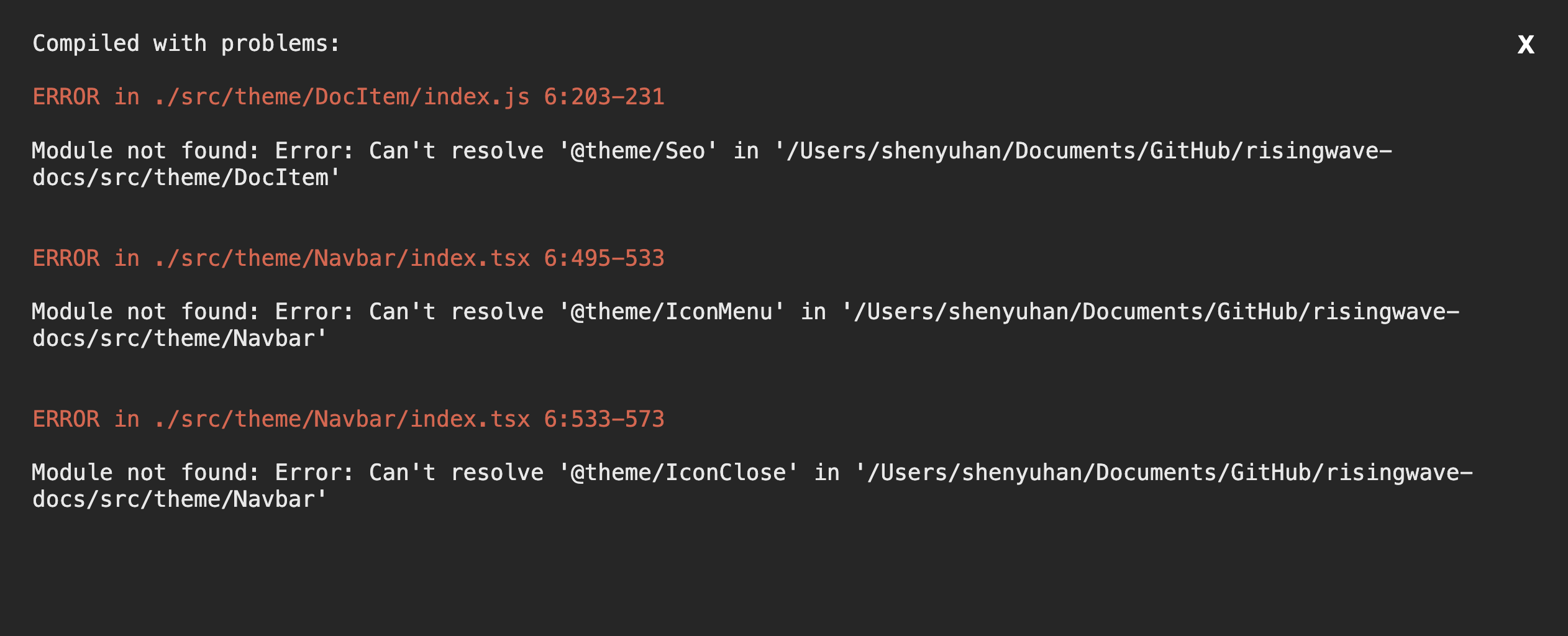 Bug: Errors occur after updating docusaurus to 2.2.0 · Issue #436 · risingwavelabs/risingwave ...