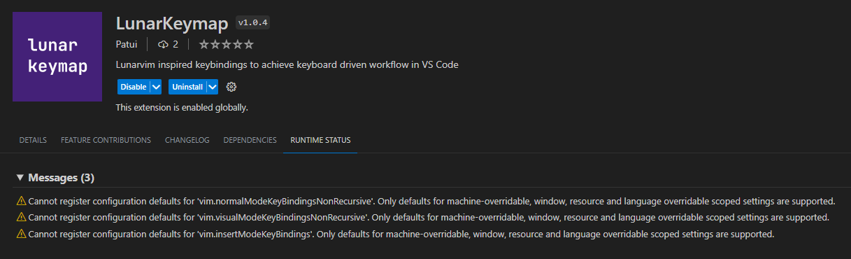 Unable To Set Vscodevim Default Settings Through Keymap Extension · Issue 8491 · Vscodevim Vim
