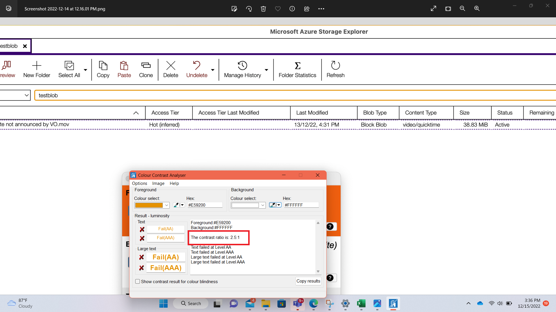 A11y Azure Tools Storage Explorer Properties Toolbar Nontextcontrast In System Default Light