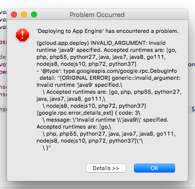Warn on bad runtime version · Issue #3335 · GoogleCloudPlatform/google-cloud-eclipse · GitHub