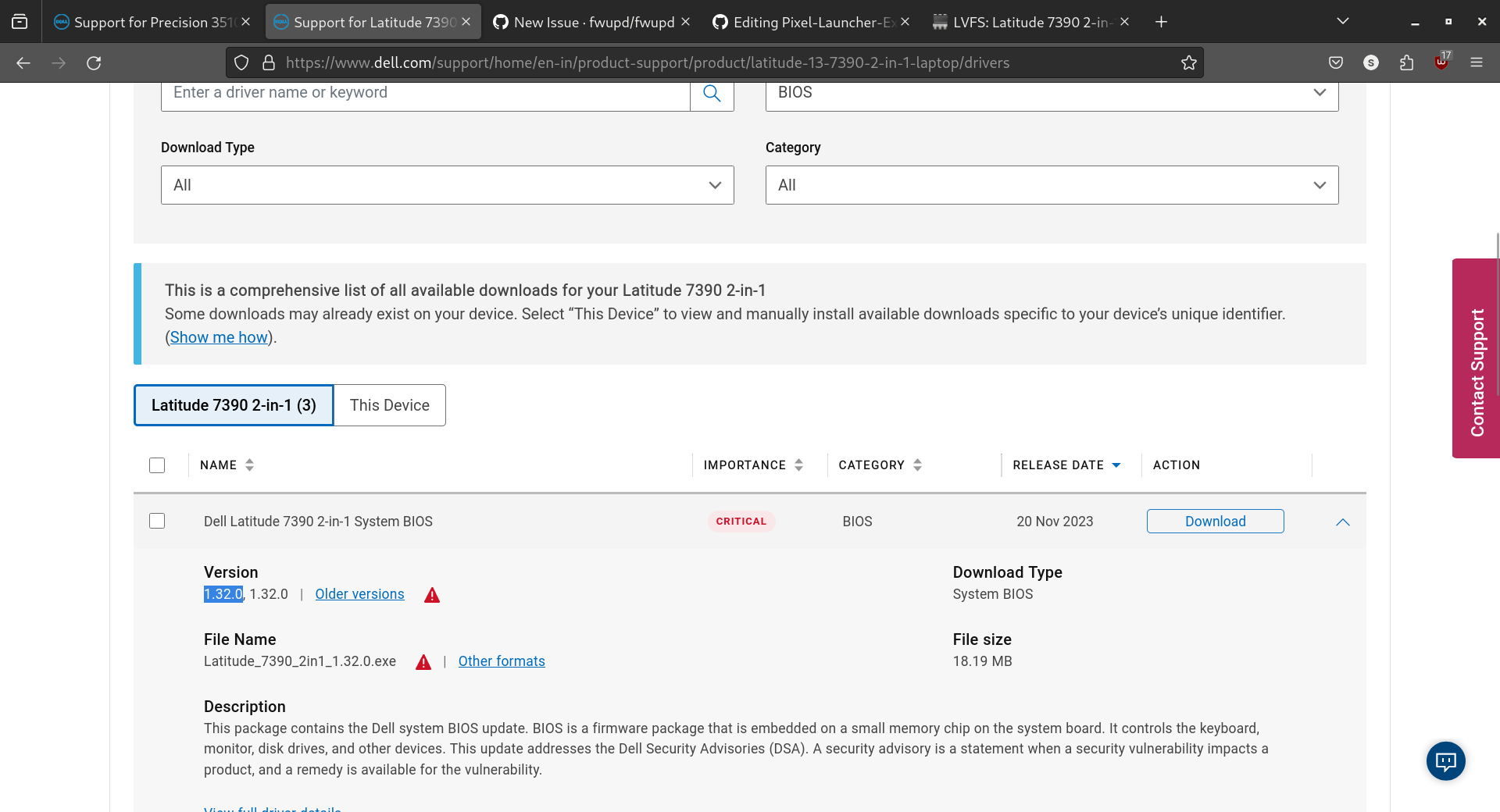 DOWNLOADING WRONG BIOS UPDATE FILE FOR Dell Latitude 7390 2-in-1 · Issue #175 · fwupd/firmware ...