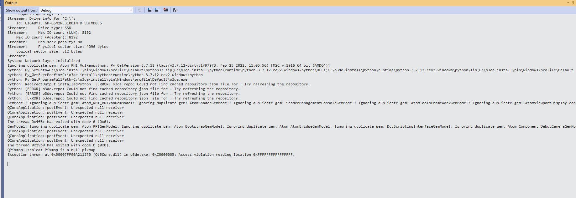 Project Manager crashes after changing Project Location · Issue #9707 · o3de/o3de · GitHub