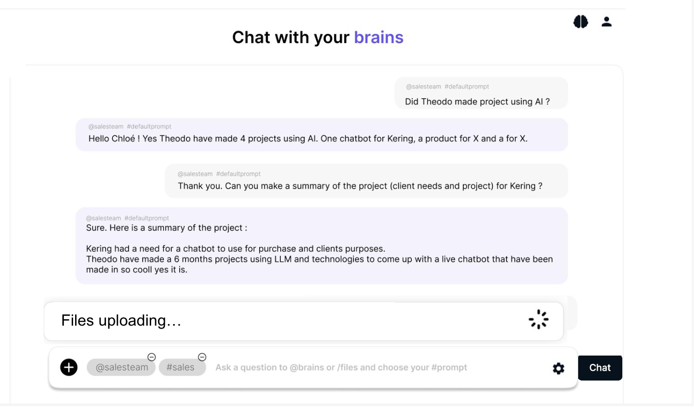 [UX upload] 4a - AAUser, when my brain is being fed, I see an explicit message that it is in ...