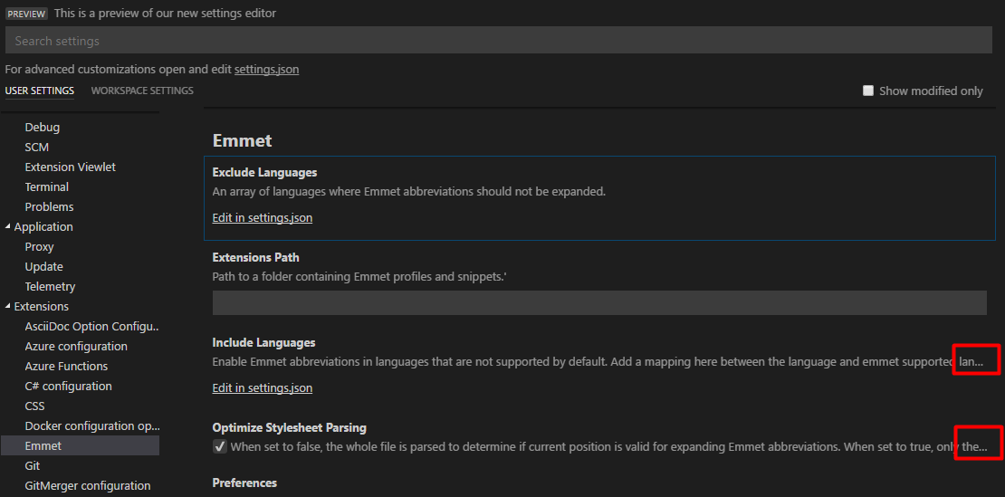 Long descriptions in new settings editor need ellipsis when being cut ...