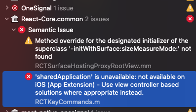 'sharedApplication' is unavailable: not available on iOS (App Extension) · Issue #1272 ...