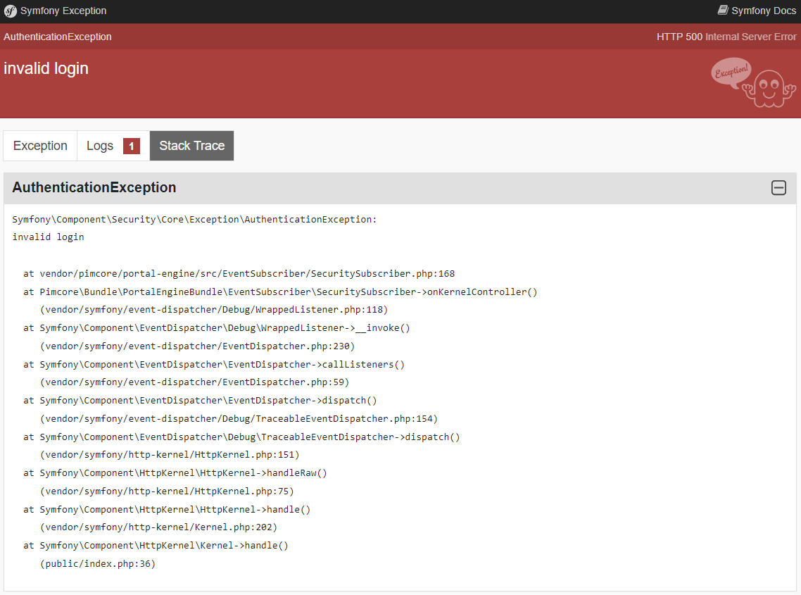Pimcore Portal Engine Invalid Login Error · Pimcore · Discussion