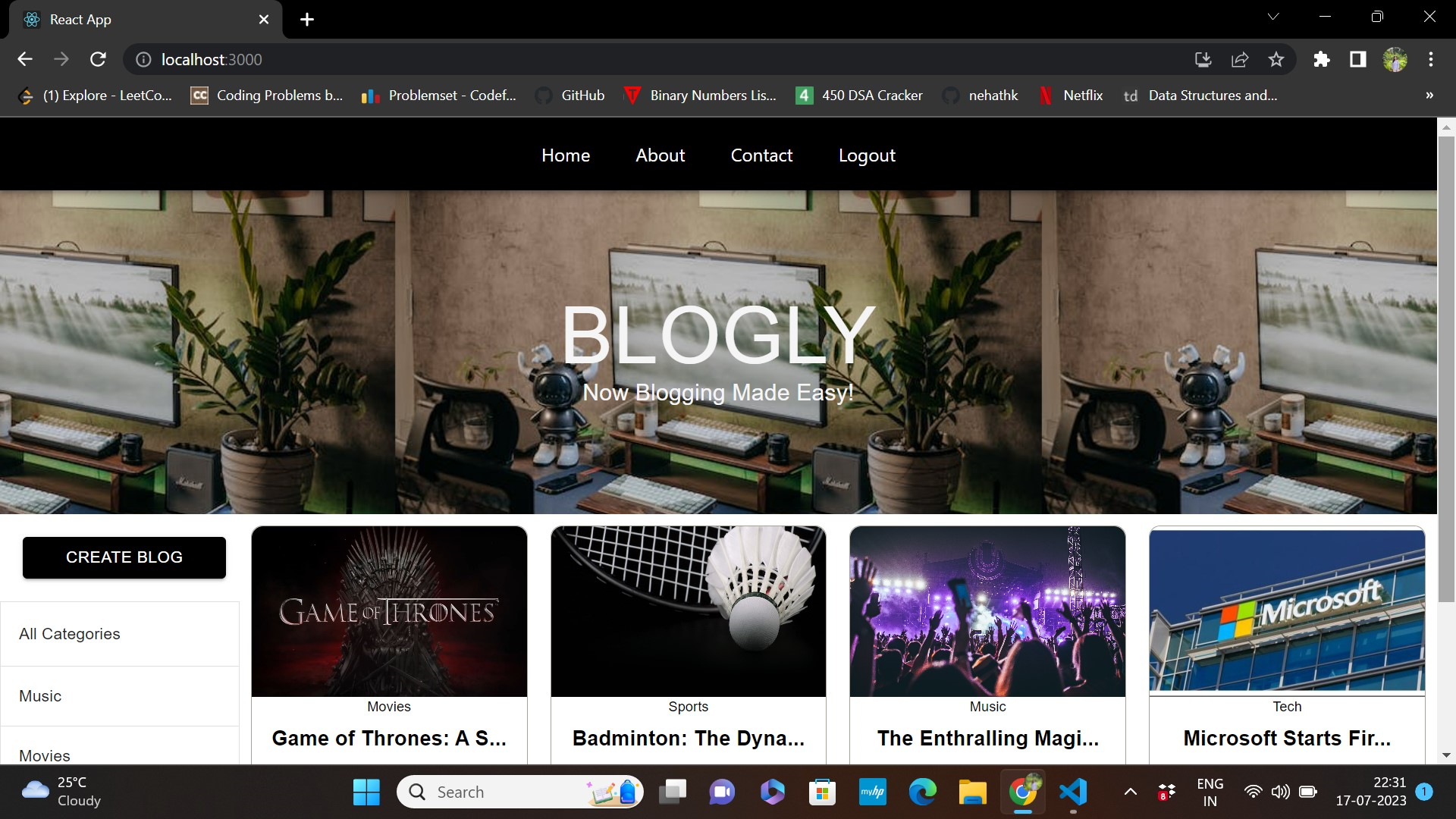 GitHub - nehathk/Blog_app: Full stack blog application in MERN stack
