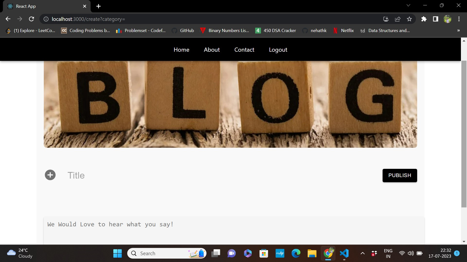 GitHub - nehathk/Blog_app: Full stack blog application in MERN stack