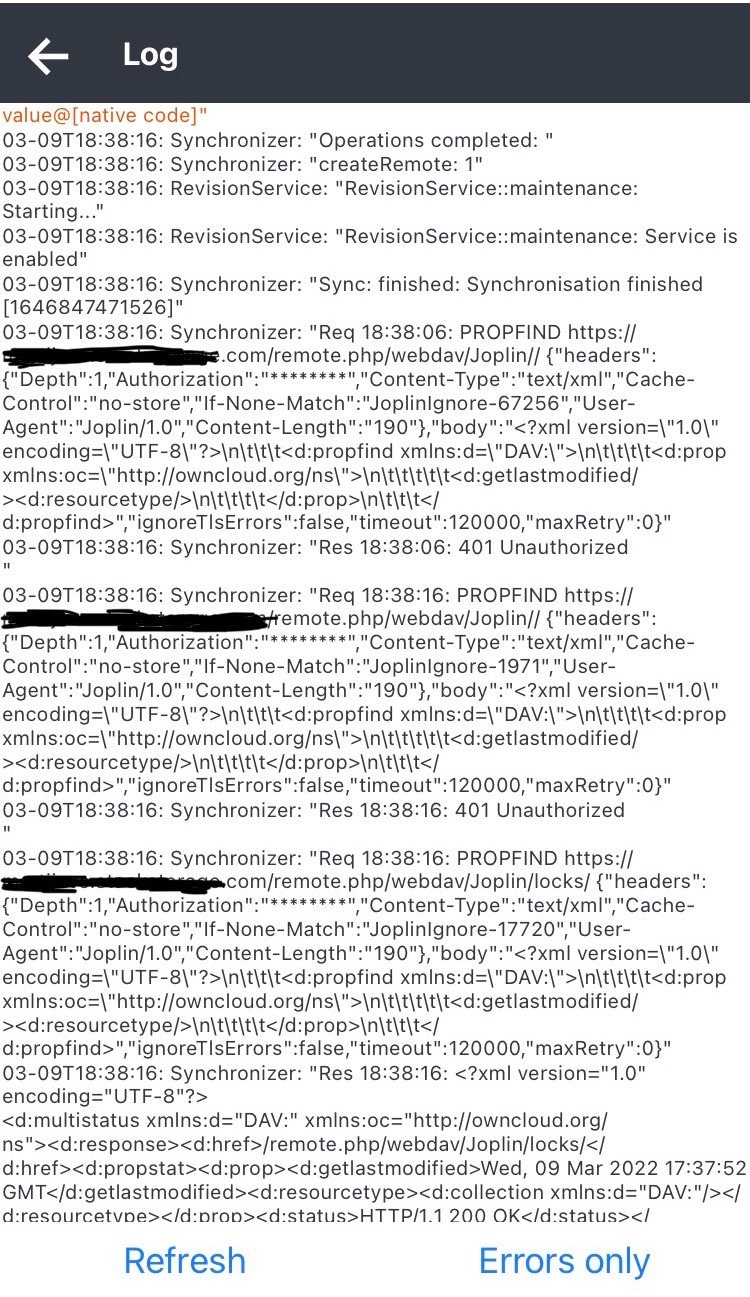 iOS webDAV synchronization error · Issue #6249 · laurent22/joplin · GitHub