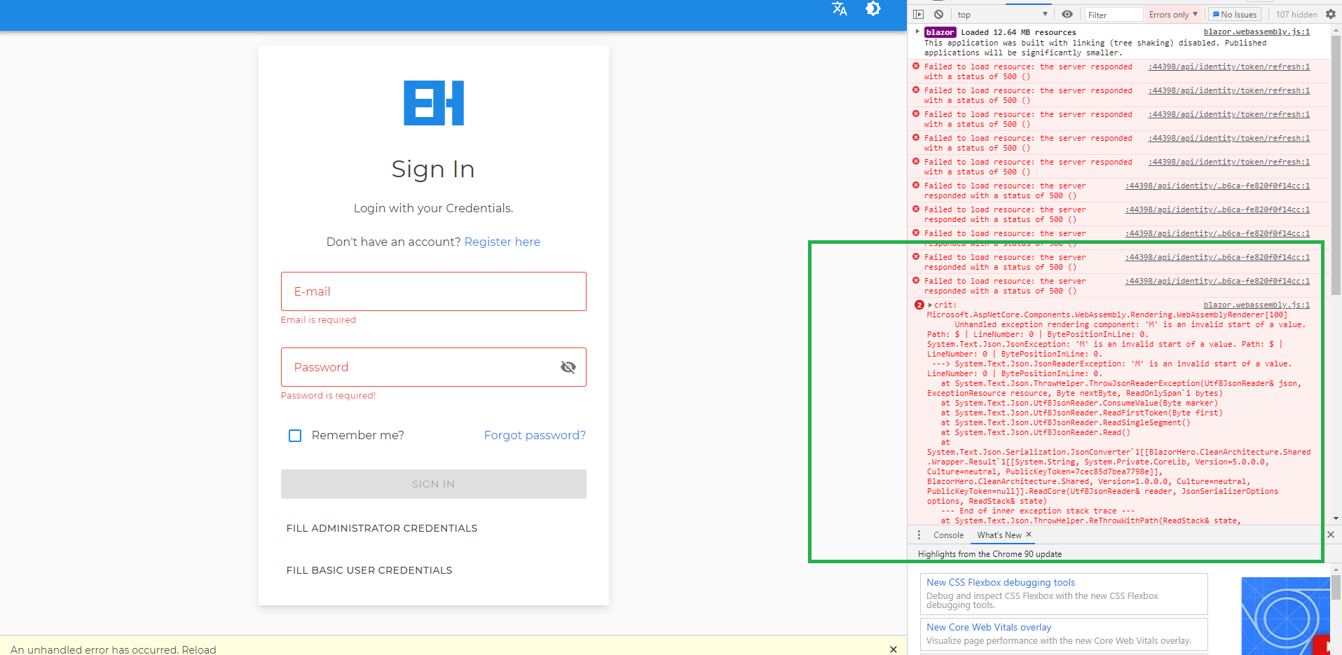App crash while Onload · Issue #152 · fullstackhero/blazor-starter-kit · GitHub