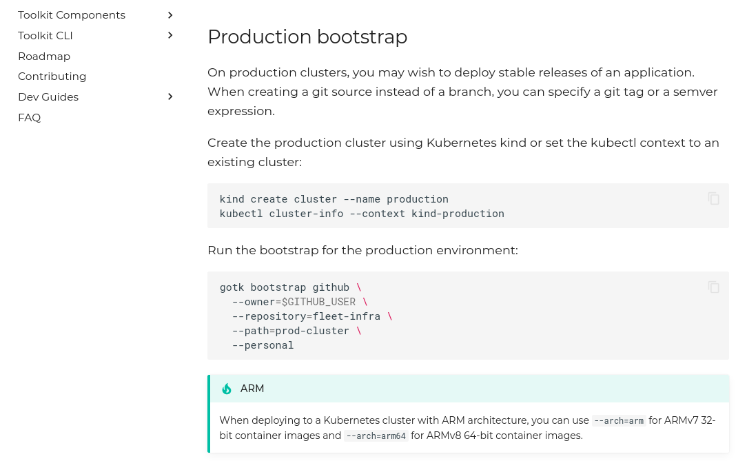 Add ARM note in get-started documentation · Issue #306 · fluxcd/flux2 · GitHub