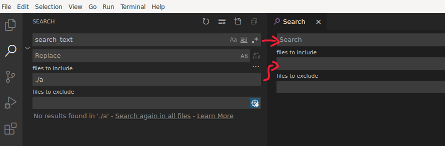Open new search editor should copy settings from search tab · Issue ...