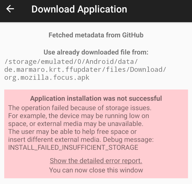 Crash Due To Low Disk Space · Issue 287 · Tobi823ffupdater · Github 