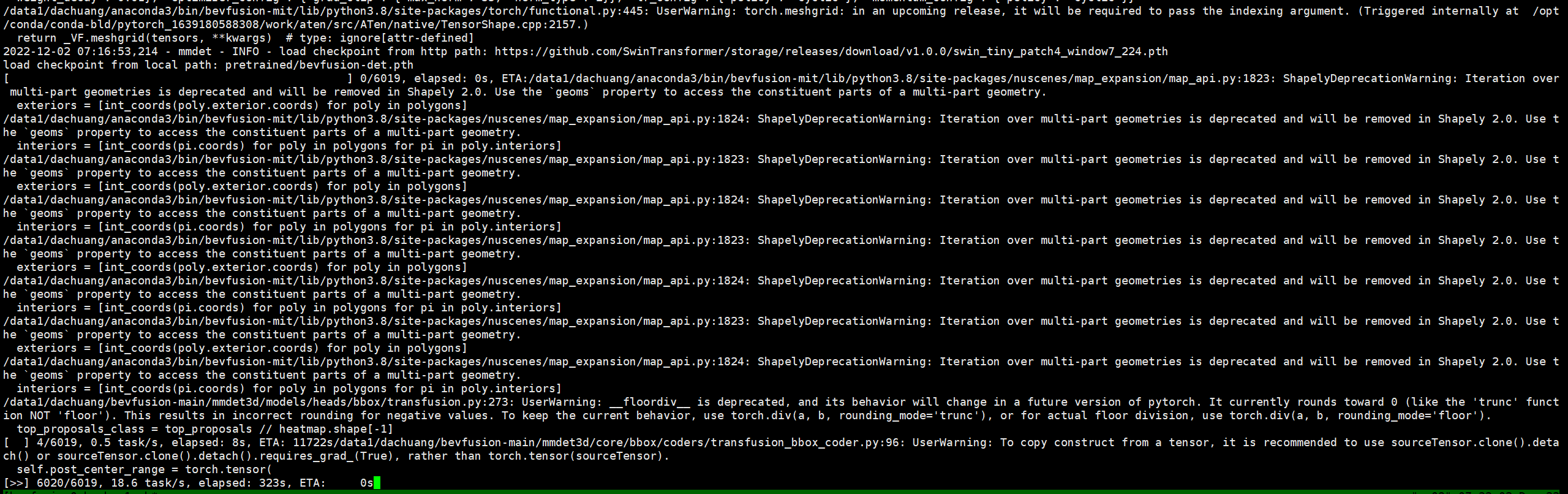 The problem about evaluating the pretrained models · Issue #255 · mit-han-lab/bevfusion · GitHub