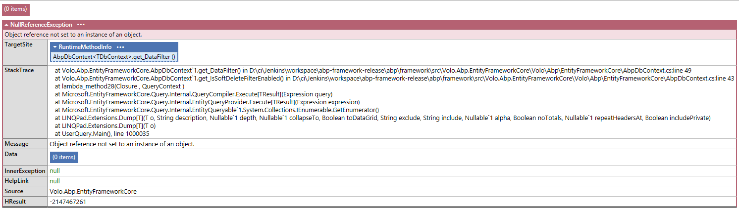 Issues running dbcontext queries in linqpad. · Issue #9031 · abpframework/abp · GitHub