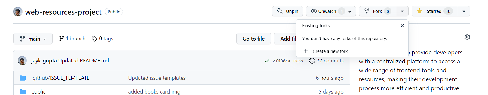 GitHub - jayk-gupta/web-resources-project: The project aims to provide developers with a ...