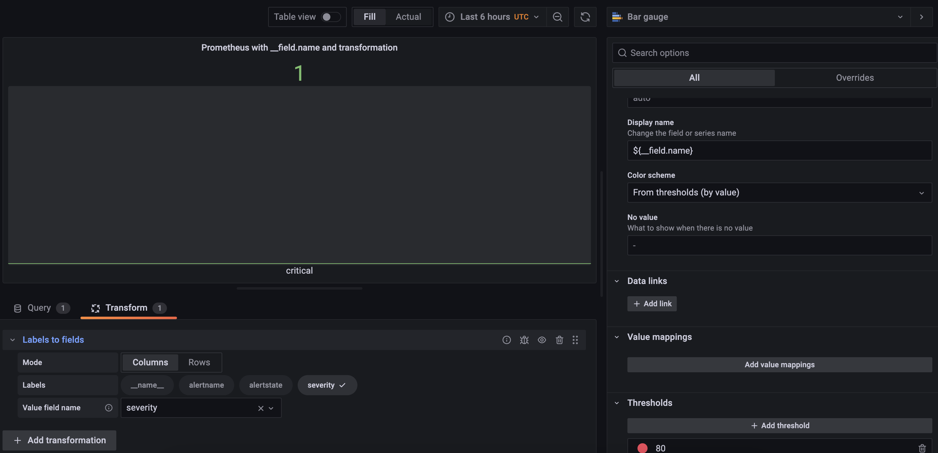 BarGauge: visualization problem when result is one · Issue #60859 · grafana/grafana · GitHub