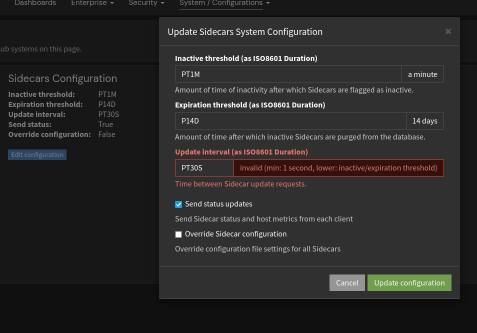Sidecars system configuration - Update interval validation problem · Issue #16975 · Graylog2 ...