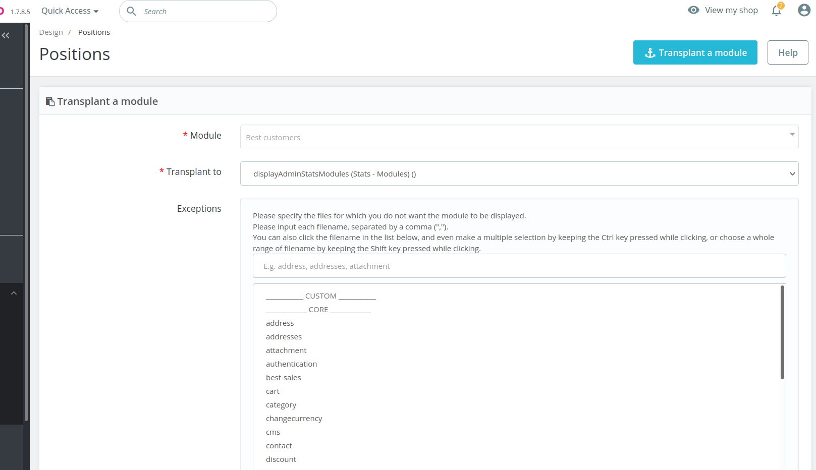 BO > Positions : Can't change the hook on develop · Issue #28149 · PrestaShop/PrestaShop · GitHub