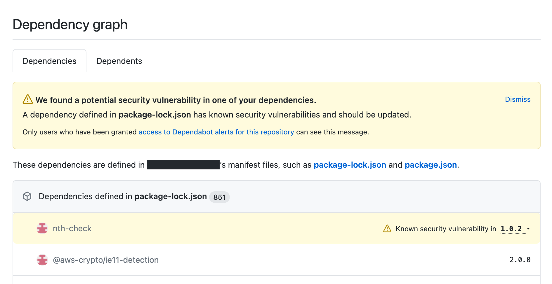 Potential Security Vulnerability In One Of Your Dependencies Nth Check · Issue 11688 