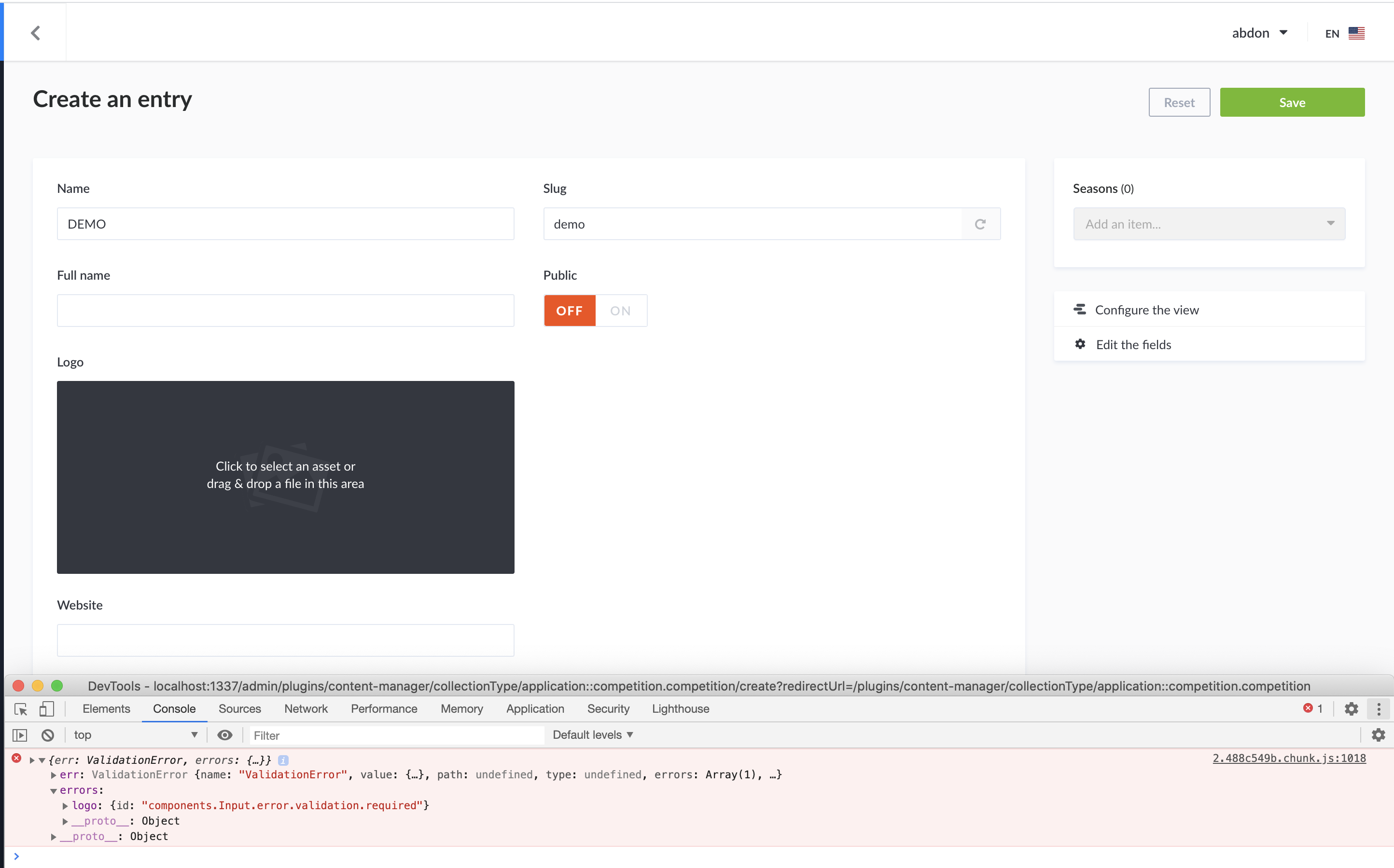 Creating an entry with a required image field throws a validation error · Issue #5418 · strapi ...