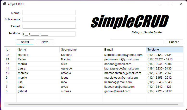 GitHub - gabrielsimoest/simpleCRUD: A simple CRUD system made in C# GitHub - gabrielsimoest/simpleCRUD: A simple CRUD system made in C#