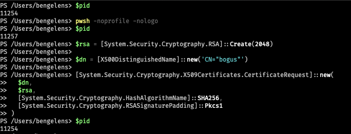 [System.Security.Cryptography.X509Certificates.CertificateRequest]::new ...