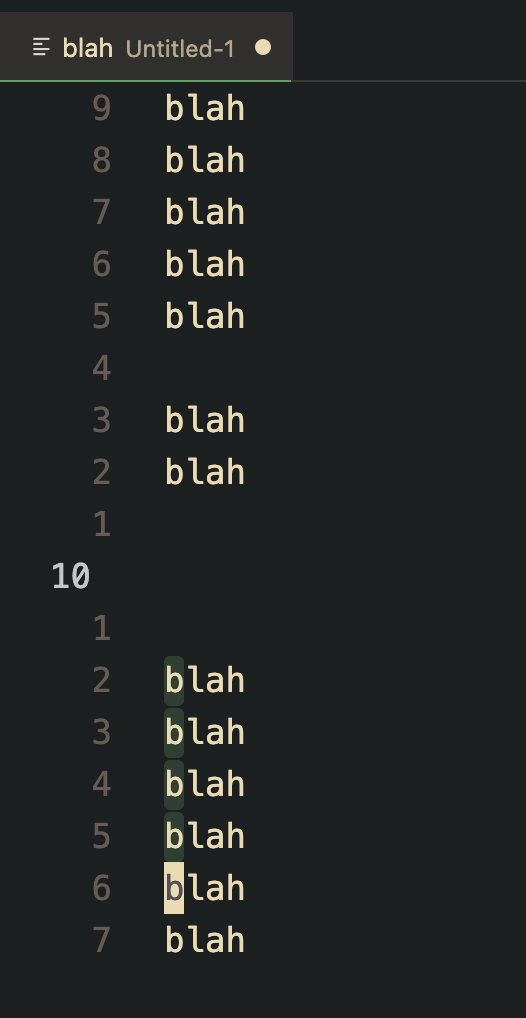 Relative line numbers don't update when moving cursor down in visual block mode · Issue #8629 ...