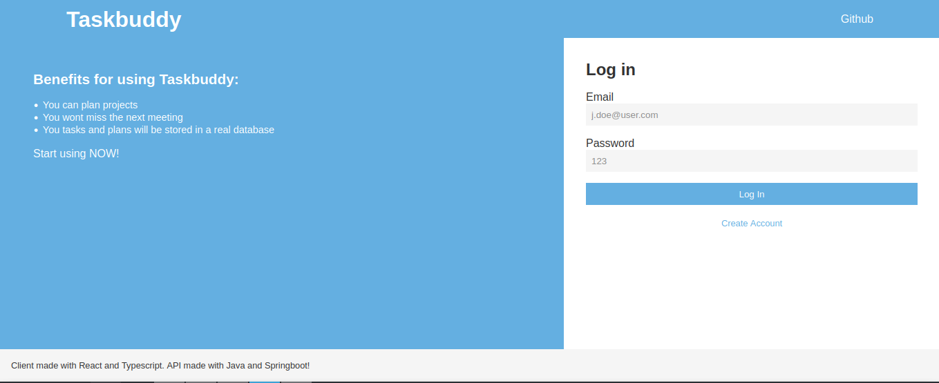 GitHub - luc-silva/Taskbuddy: Todo manager project with backend and frontend.