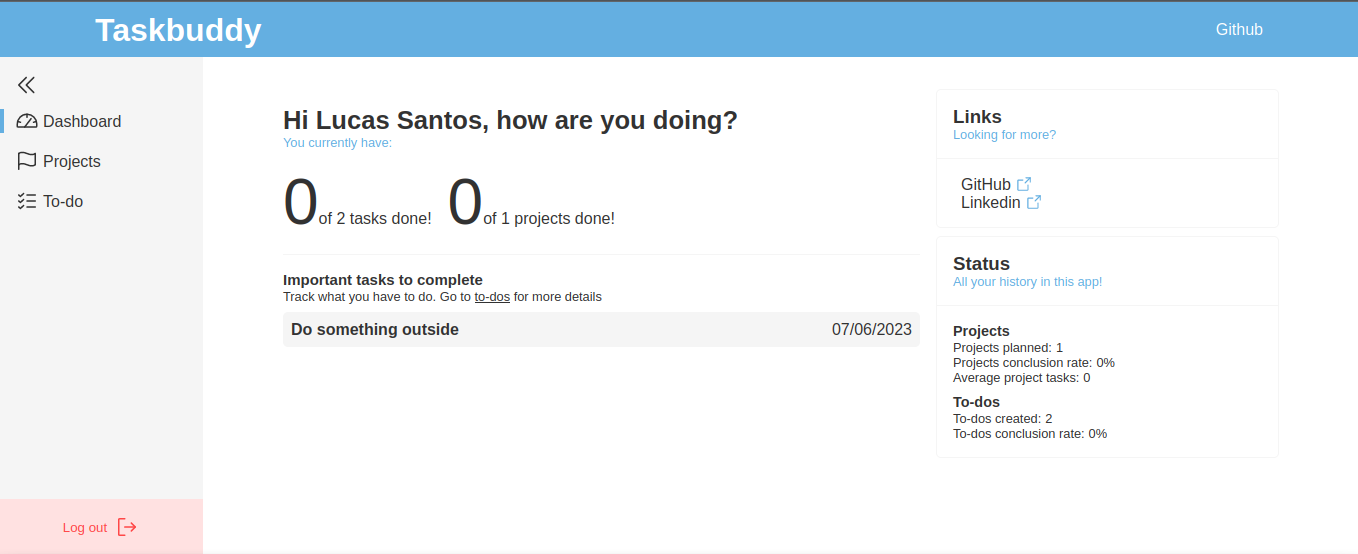 GitHub - luc-silva/Taskbuddy: Todo manager project with backend and frontend.