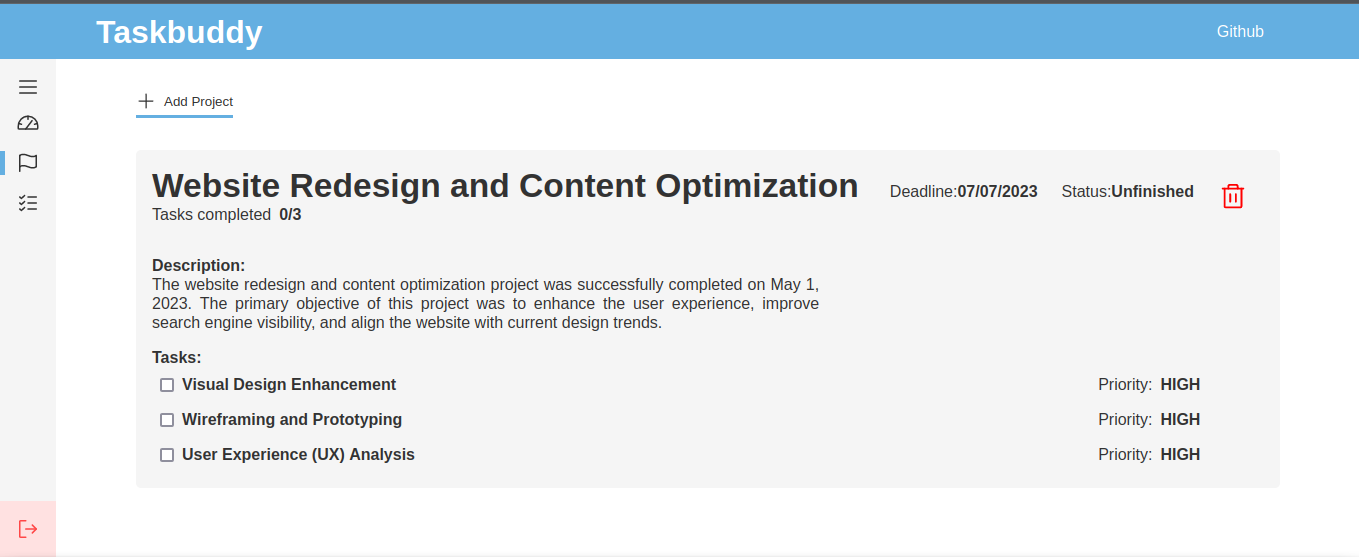 GitHub - luc-silva/Taskbuddy: Todo manager project with backend and frontend.