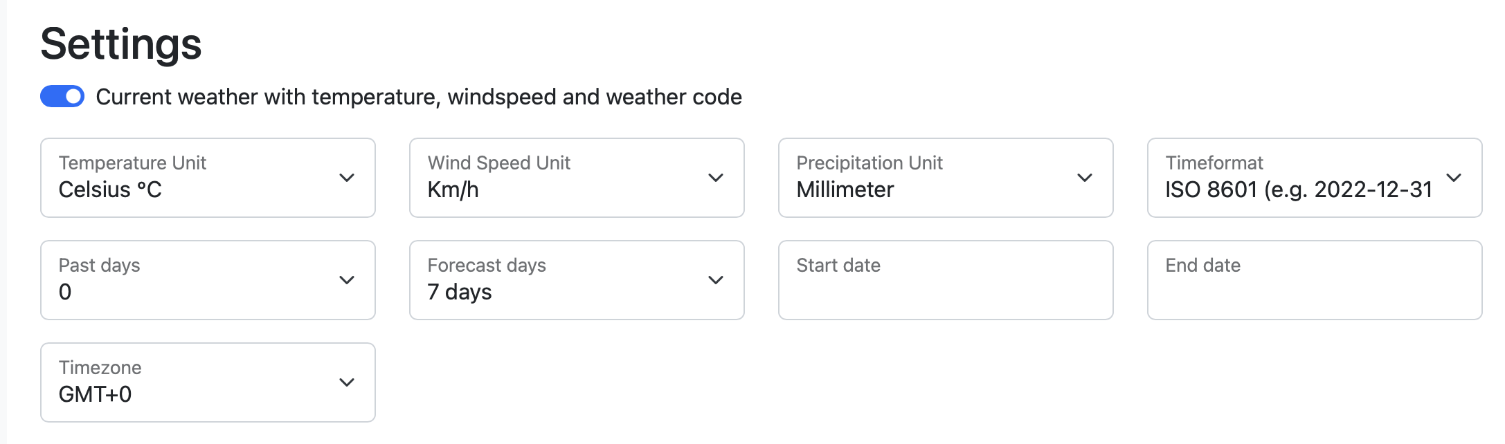 API Docs Timezone option GMT+0 not included as URL parameter · Issue #352 · open-meteo/open ...