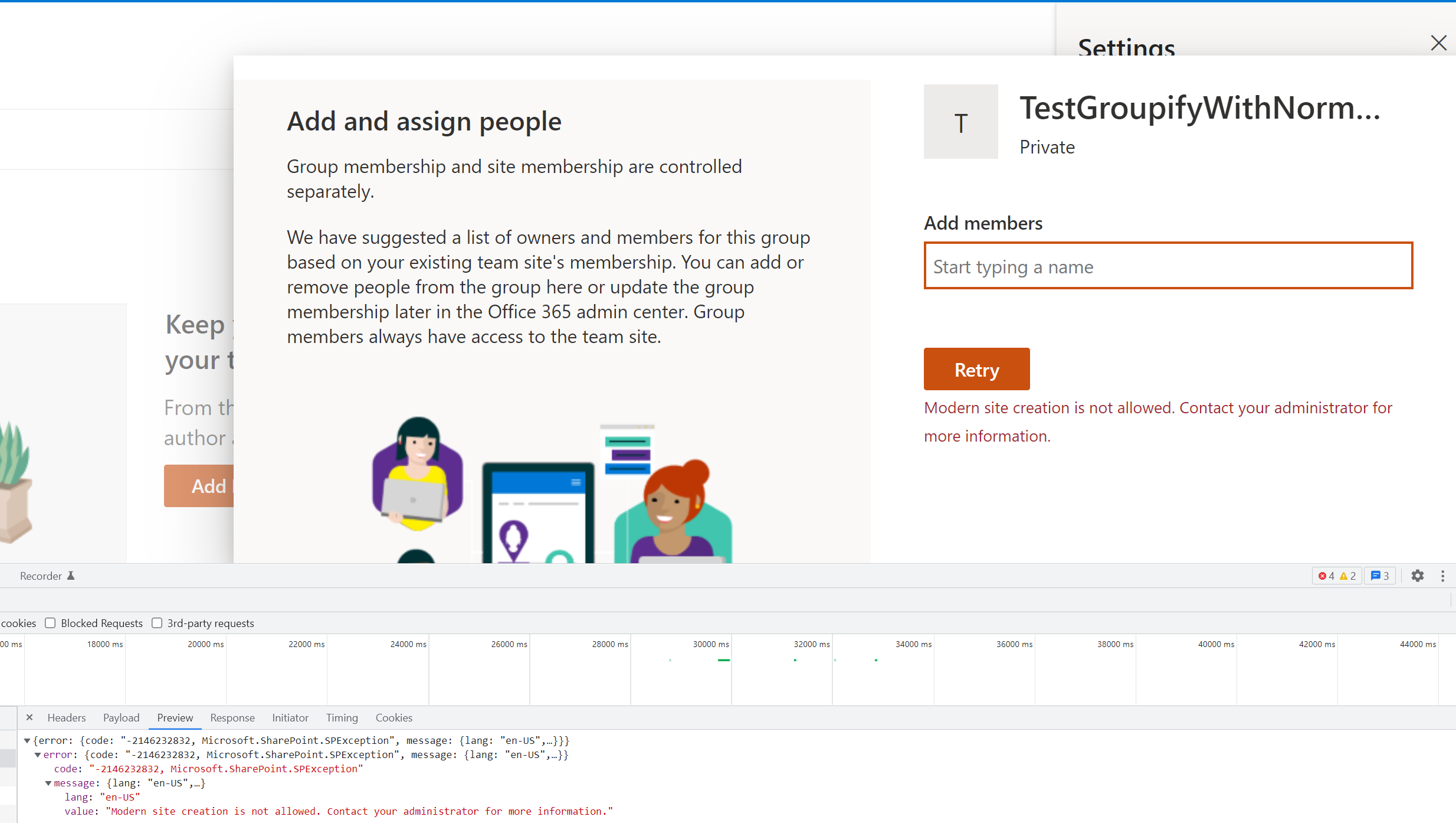 Cannot connect group to site · Issue #1000 · pnp/pnpcore · GitHub