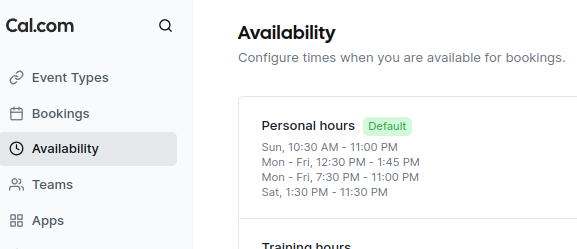 [CAL-1099] Availability section in Event Types configuration doesn't match defined hours · Issue ...