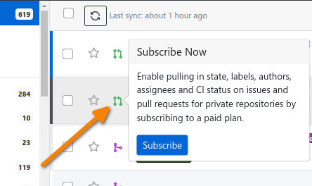 hovering over PR status icon shows misleading "Subscribe Now" popup · Issue #3363 · octobox ...