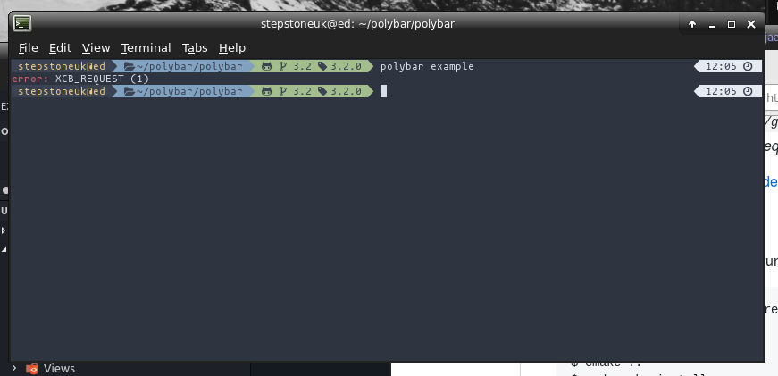 XCB_REQUEST (1) When trying to run 'polybar example' · Issue #1349 · polybar/polybar · GitHub