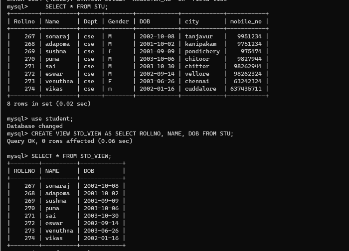 GitHub - DevadarshiniJayamurugan/DBMS