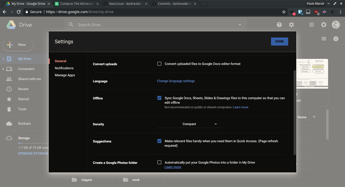 [Dynamic] Google Drive settings show tick marks where there aren't · Issue #536 · darkreader ...