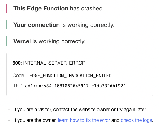 Cryptic error, help with how to track down issue · vercel community ...