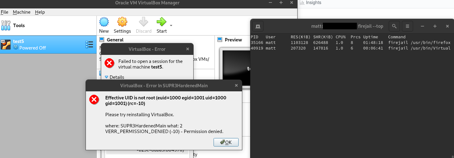 Virtualbox "Effective UID is not root" · Issue #3063 · netblue30/firejail · GitHub