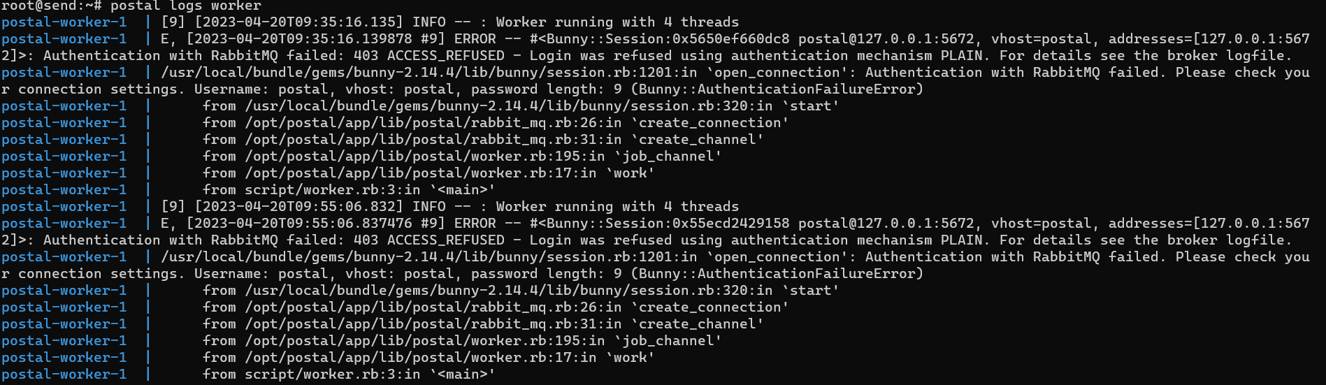 Authentication With Rabbitmq Failed · Issue 2418 · Postalserver Postal · Github