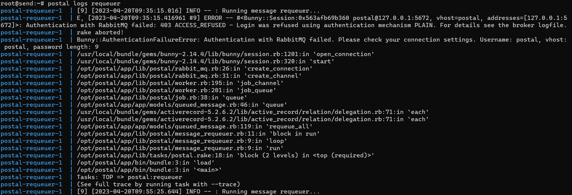 Authentication With Rabbitmq Failed · Issue 2418 · Postalserverpostal · Github