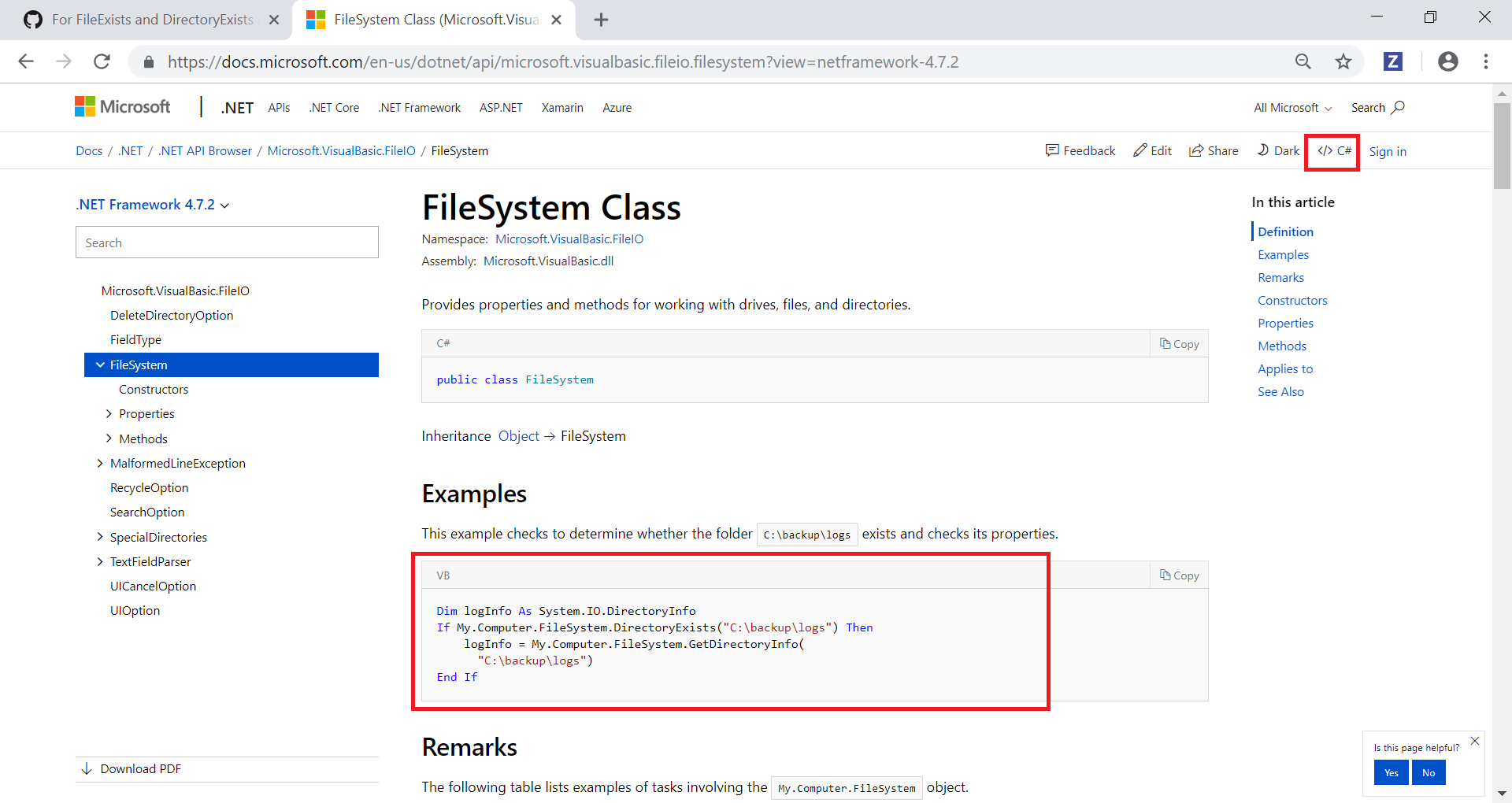For FileExists and DirectoryExists unclear · Issue #7490 · dotnet/docs · GitHub