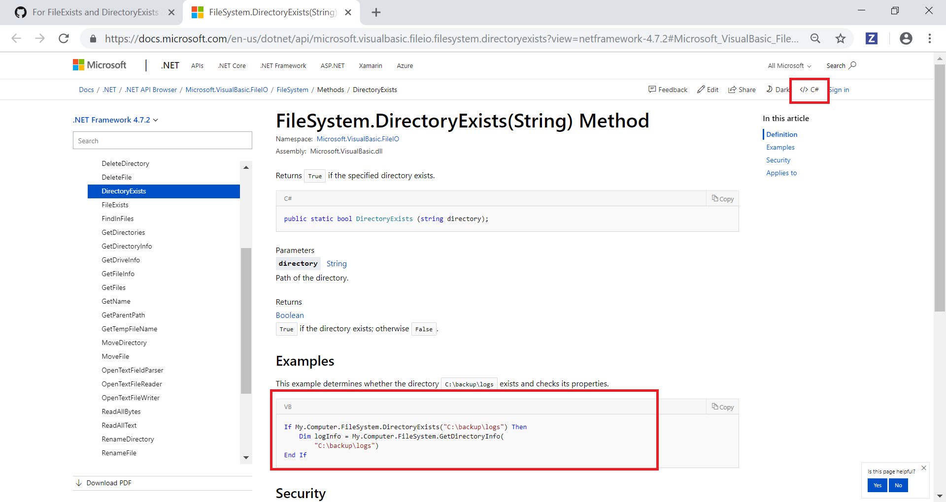 For FileExists and DirectoryExists unclear · Issue #7490 · dotnet/docs · GitHub