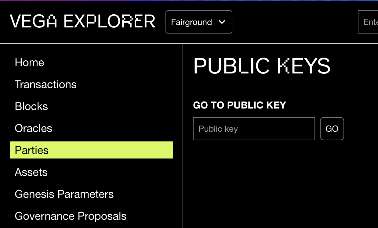 The explorer uses the term Party but perhaps public key is better? · Issue #3140 · vegaprotocol ...